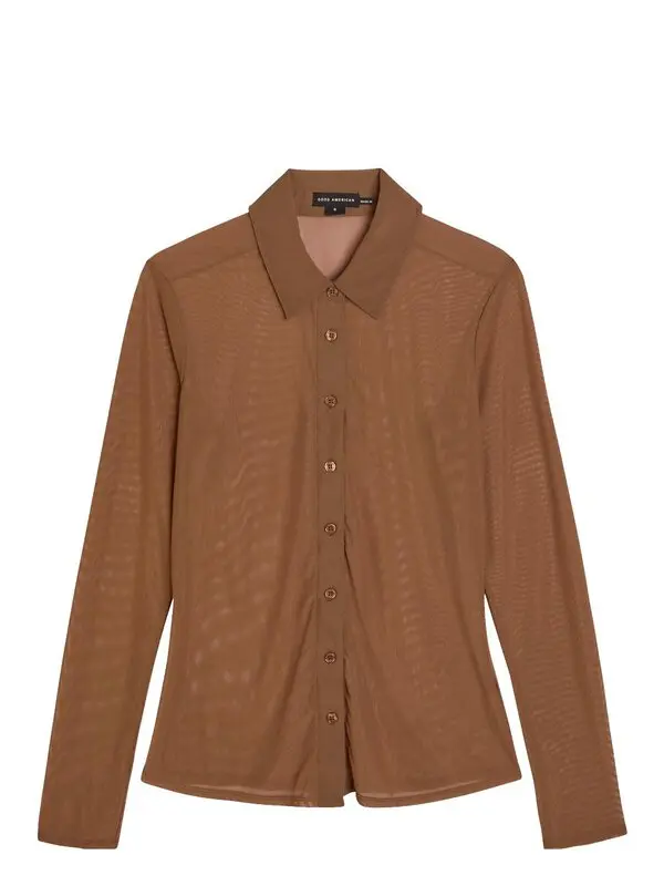 Good American Stretch-mesh Shirt - Brown