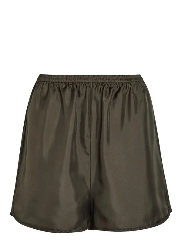 RÓHE Woven-trim Satin Shorts - Dark Green