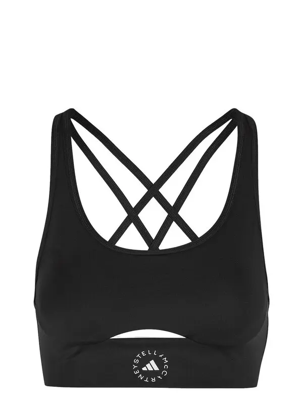 Stella McCartney Adidas X Logo-print Stretch-jersey Sports Bra - Black