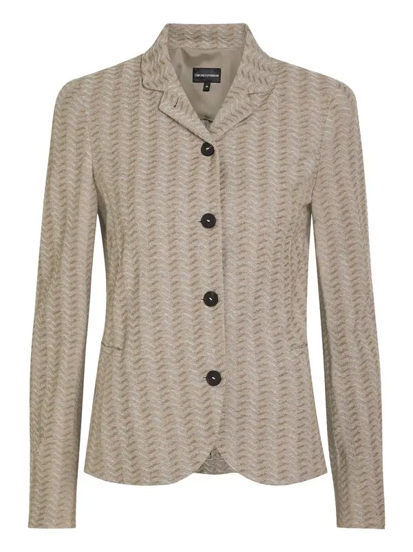 Emporio Armani Chevron-knit Cotton-blend Jacket - Beige
