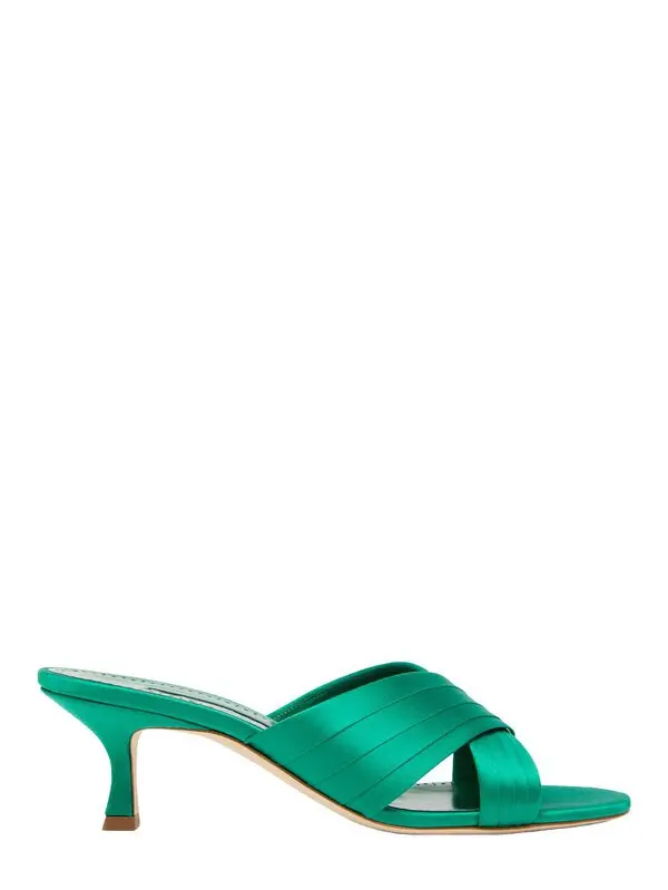 Manolo Blahnik Vieramul 50 Satin Mules - Green