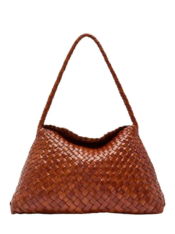 Dragon Diffusion Santa Maria Woven Leather Shoulder Bag - Tan