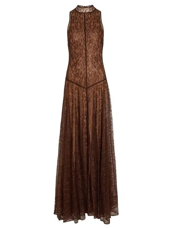 DE LA VALI Foehn Lace Maxi Dress - Brown