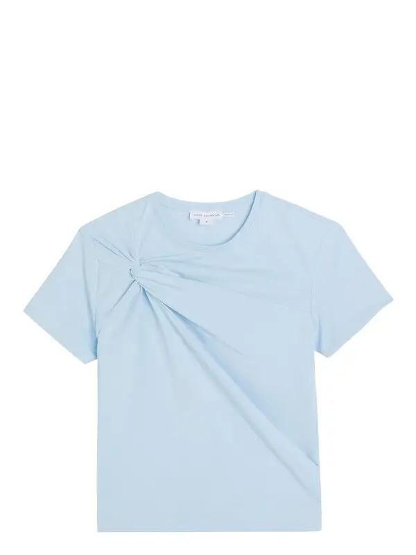 Good American Twist-effect Stretch-cotton T-shirt - Light Blue