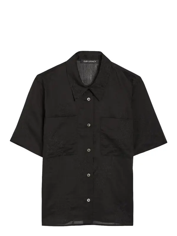 Our Legacy X-ray Embroidered Semi-sheer Chiffon Shirt - Black