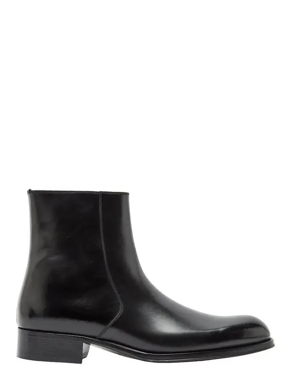 TOM FORD Leather Ankle Boots - Black