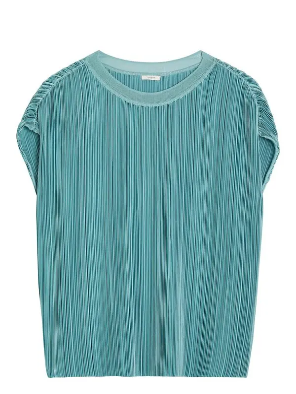 JOSEPH Cédre Pleated Satin Top - Light Blue