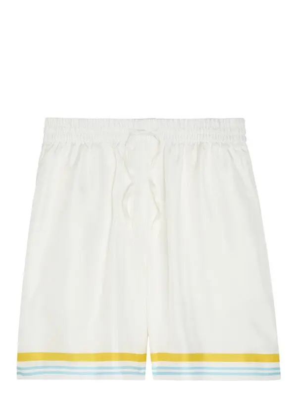 Casablanca Silk-twill Shorts With Striped Trim - White