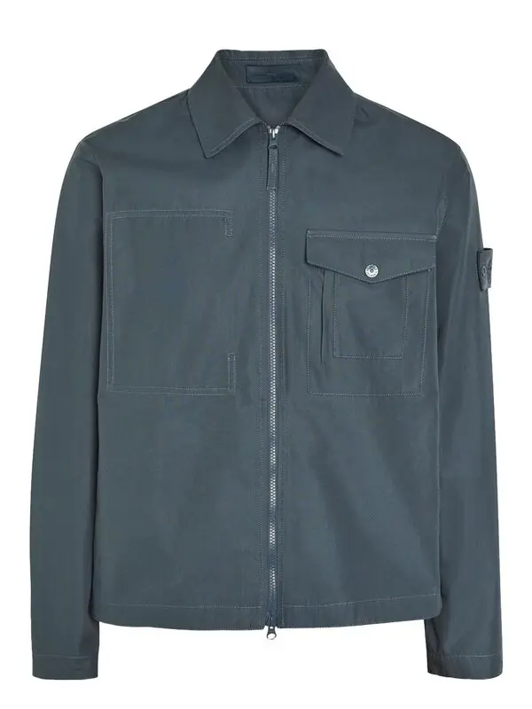 Stone Island Ghost Logo Cotton-poplin Overshirt - Blue