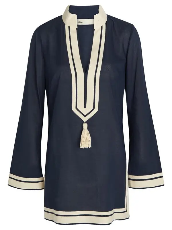 Tory Burch Cotton Mini Tunic Dress - Navy