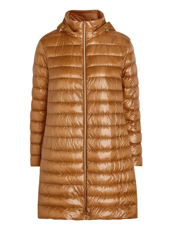 Herno Panelled Padded Hooded Shell Jacket - Camel