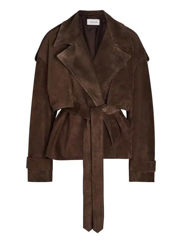 ARMARIUM Flamina Belted Suede Trench Jacket - Brown