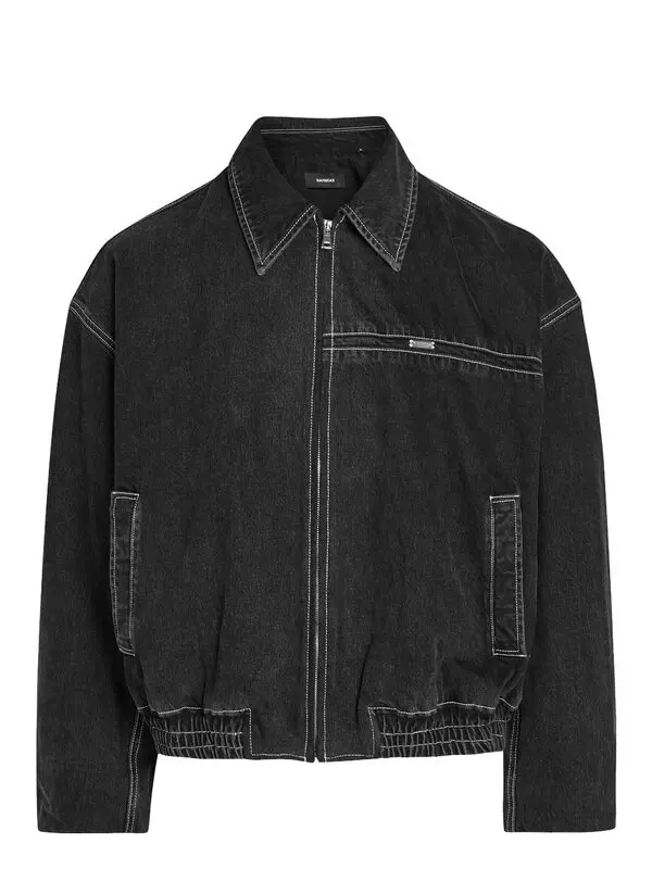 NAHMIAS Denim Shadowstitch Bomber Jacket - Black