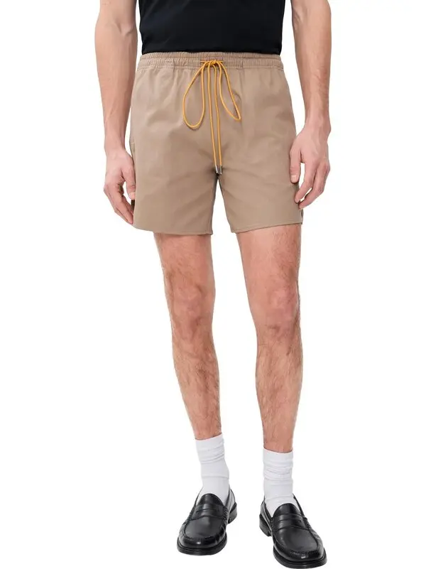 Rhude Classic Logo Twill Shorts - Khaki/white