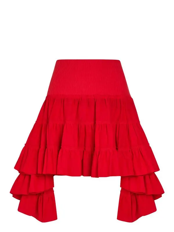 JW Anderson Ruffle Asymmetric Silk And Cotton-blend Skirt - Red