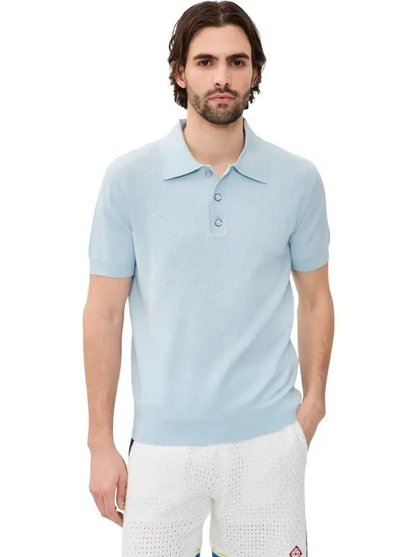 Casablanca Pointelle Monogram Polo - Blue