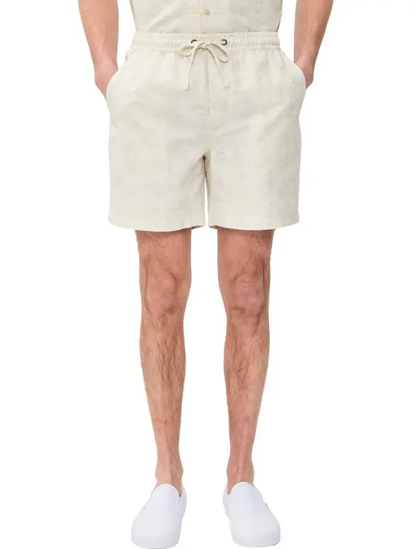 Marine Layer Saturday Jacquard Linen Shorts - Natural/tan