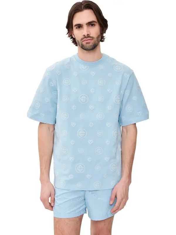 Casablanca Applique Monogram Oversized T-shirt - Blue