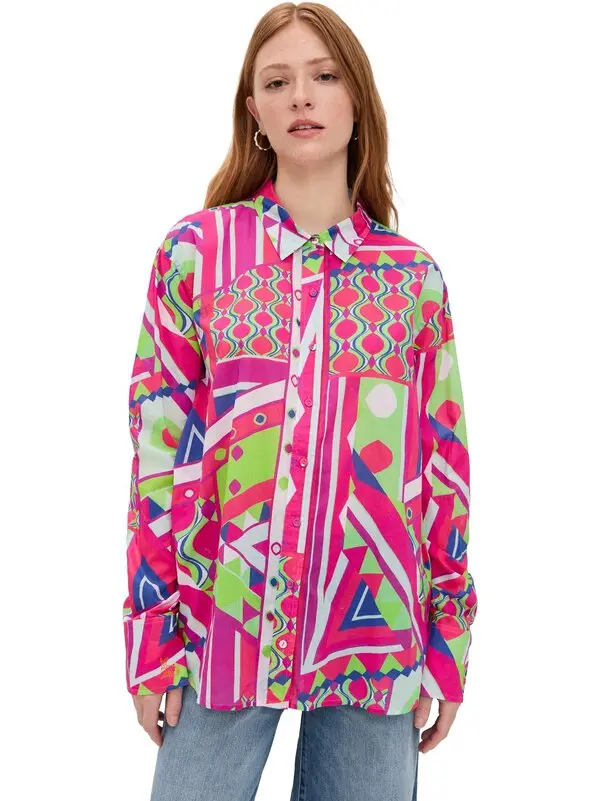 CONIGLIO PALM BEACH Classic Button-down Shirt - Prism Geo Magenta Grove