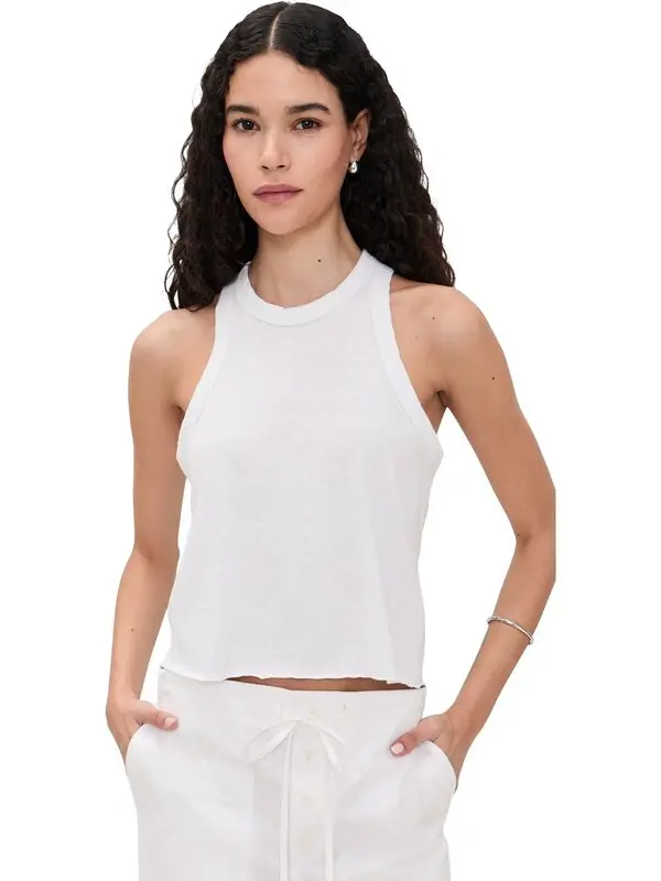 JAMES PERSE Slub Cutaway Tank - White