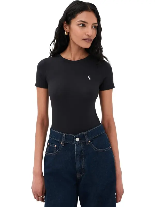 Polo Ralph Lauren Short Sleeve Thong Bodysuit - Onyx