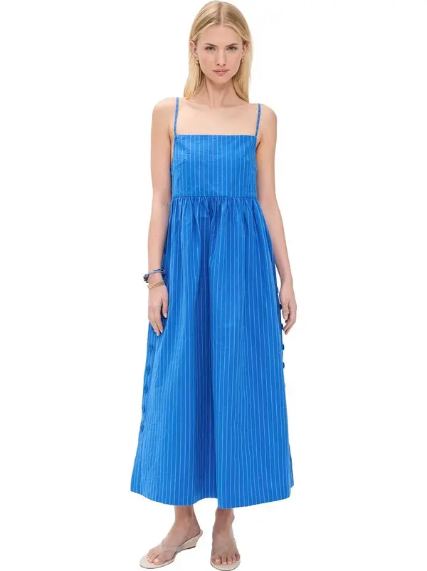 THE TINY BIG SISTER Striped Midi Dress - Blue