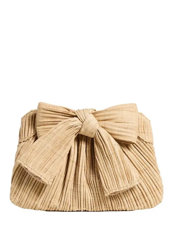 LOEFFLER RANDALL Rayne Pleated Bow Clutch - Natural