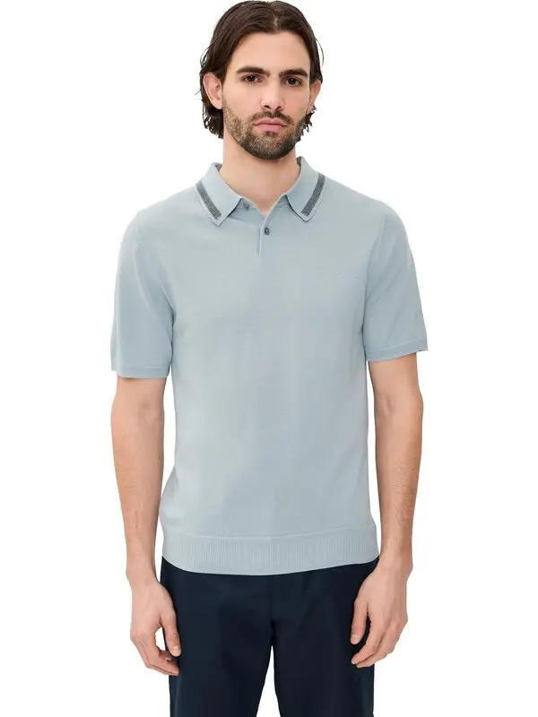 Paul Smith Short Sleeve Sweater Polo - Light Blue