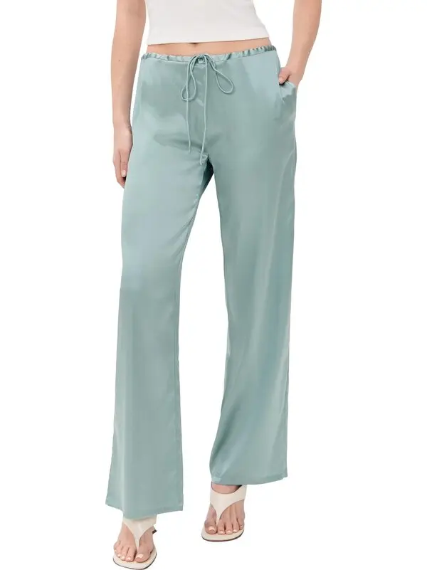EB DENIM Wren Silk Pants - Dusty Blue Silk