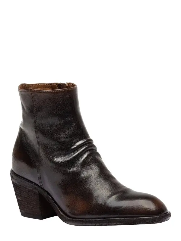 Officine Creative Leather Pointed-toe Bootie - Dark Brown