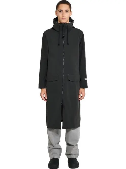 Stutterheim Stockholm Long Patch Waterproof Raincoat - Black