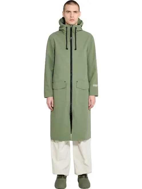Stutterheim Stockholm Long Patch Waterproof Raincoat - Dry Green