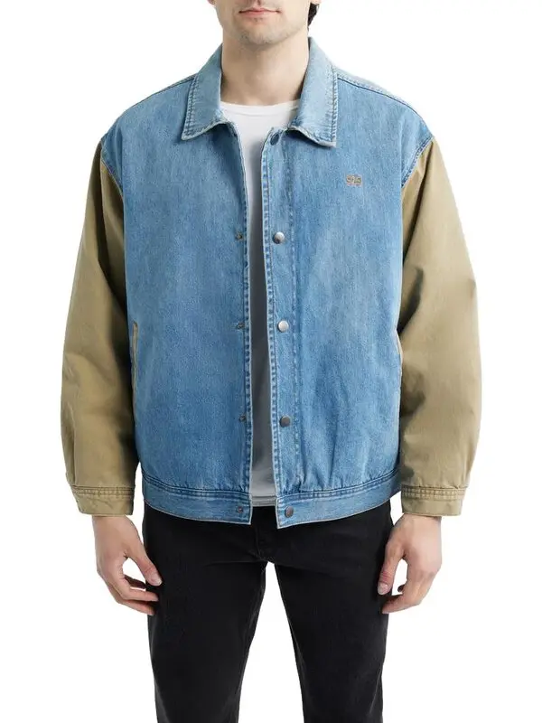 925 ORIGINALS Bleachers Varsity Jacket - Washed Denim/cream
