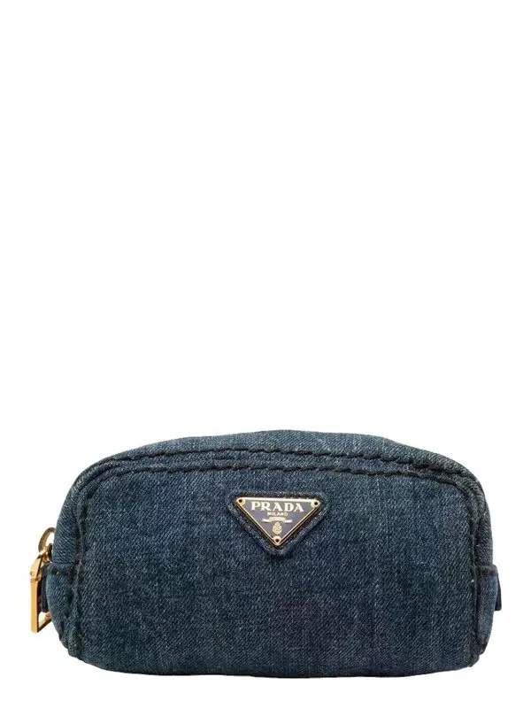 Prada 2000-2013 Denim Cosmetic Pouch - Blue