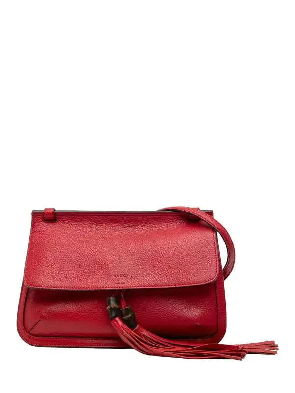 Gucci Medium Leather Bamboo Daily Crossbody Bag - Red