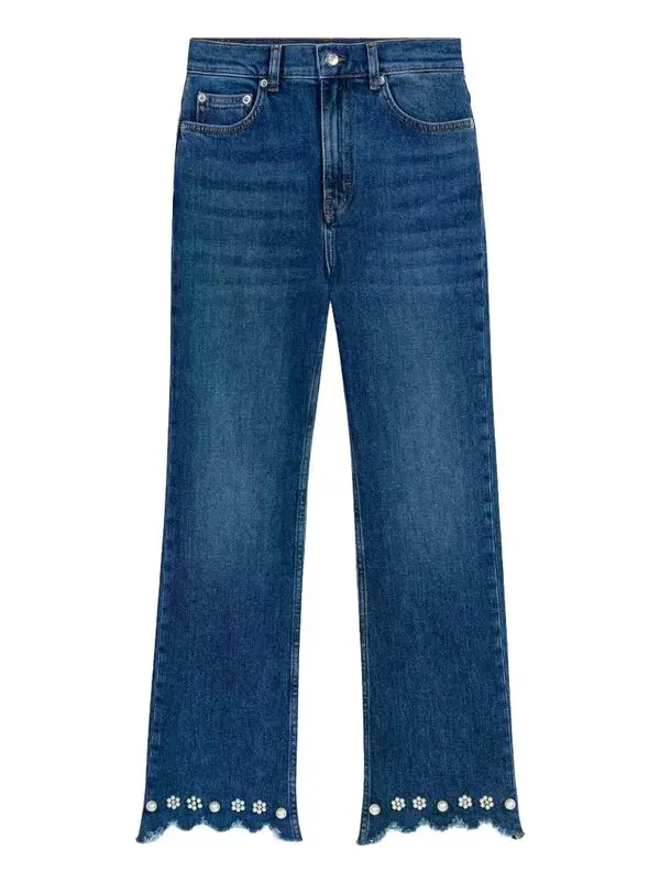 Maje Embellished Frayed Jeans - Blue