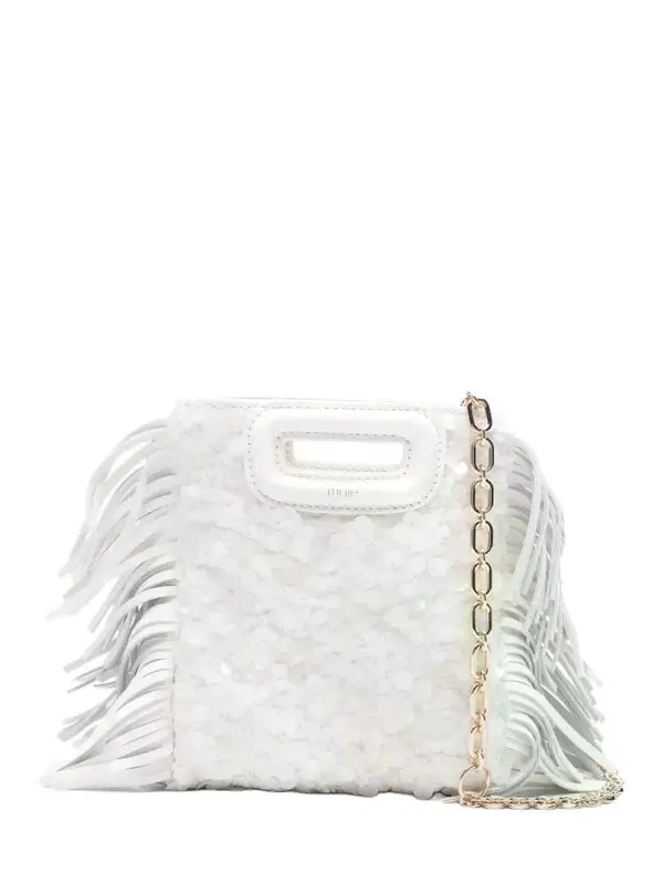 Maje Fringe Embellished Mini Bag - White