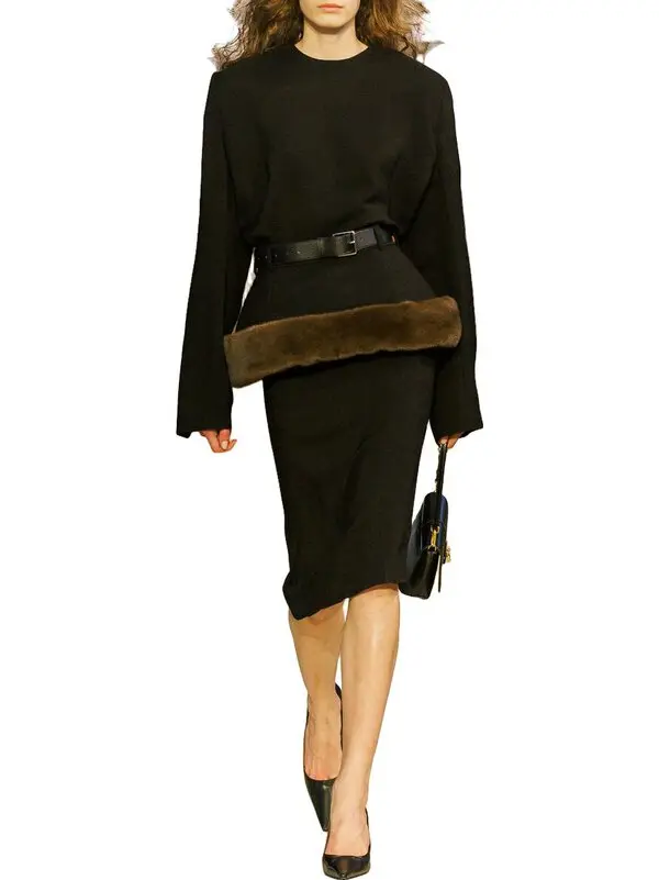 Stella McCartney Fur-trimmed Layered Midi Dress - Black