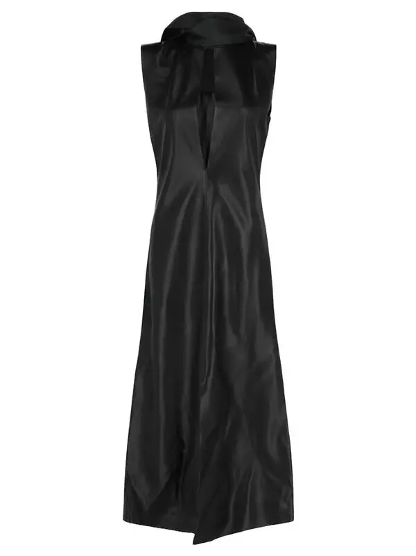 Givenchy Lavalliere Leather Midi Dress - Black