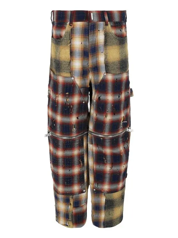 Givenchy Patchwork Plaid Wide-leg Pants - Multicolor
