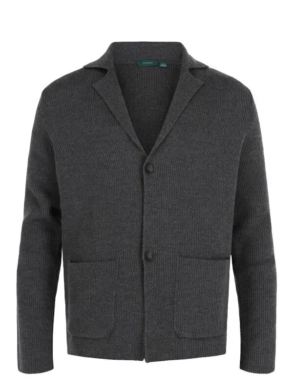 SLOWEAR Zanone Slim Fit Wool Cardigan Blazer - Dark Grey