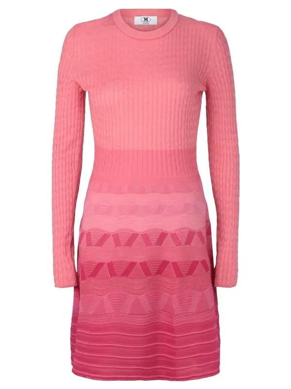 Missoni Wave Pattern Long Sleeve Dress - Degrade Fucsia