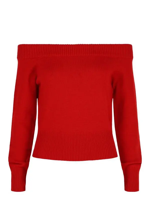 Alexander McQueen Off-the-shoulder Wool-cashmere Sweater - Lust Red