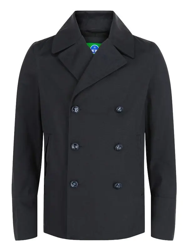 SLOWEAR North Sails Double Breasted Pea Coat - Dark Blue