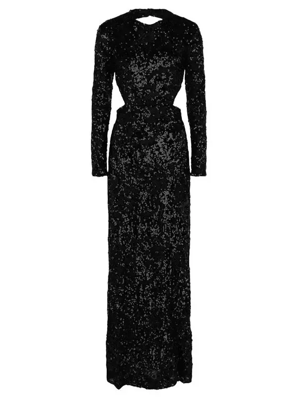 Givenchy Embroidered Sequin Gown With Cutout - Black