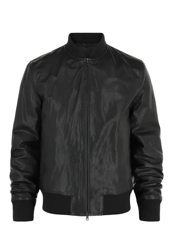 SLOWEAR Montedoro Leather Bomber Jacket - Black