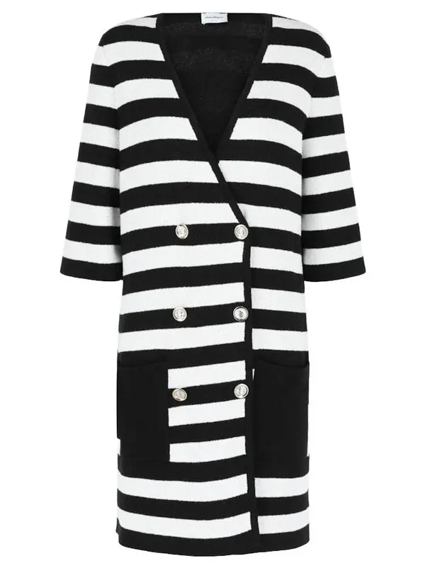 FERRAGAMO Double-breasted Striped Dress - White