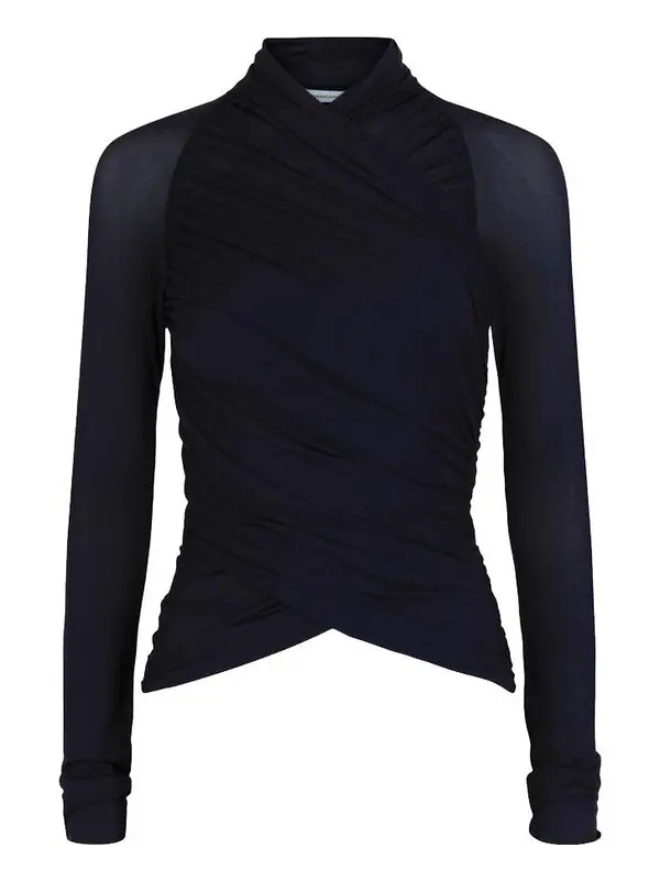 FERRAGAMO Long Sleeve Ruched Top - Blue