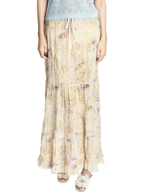 Anna Sui Oasis Blooms Maxi Skirt - Corn Multi