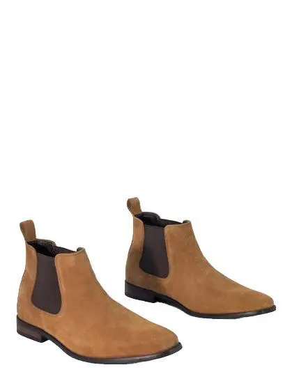 UNCUT Stapleton Almond Toe Chelsea Dress Boot - Tan Cow Suede